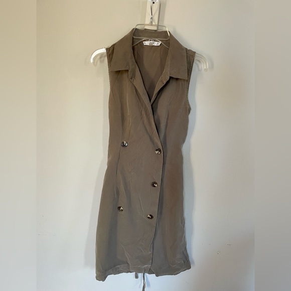 Mango | Dresses | Mango Khaki Green 9s Y2k Style Collard Trench Dress ...